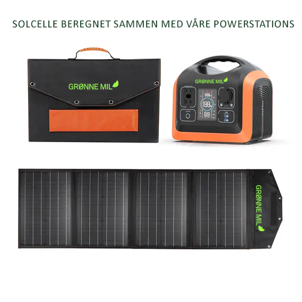 Bærbart solcellepanel for bruk med power stations. - NorskeNettbutikker.no