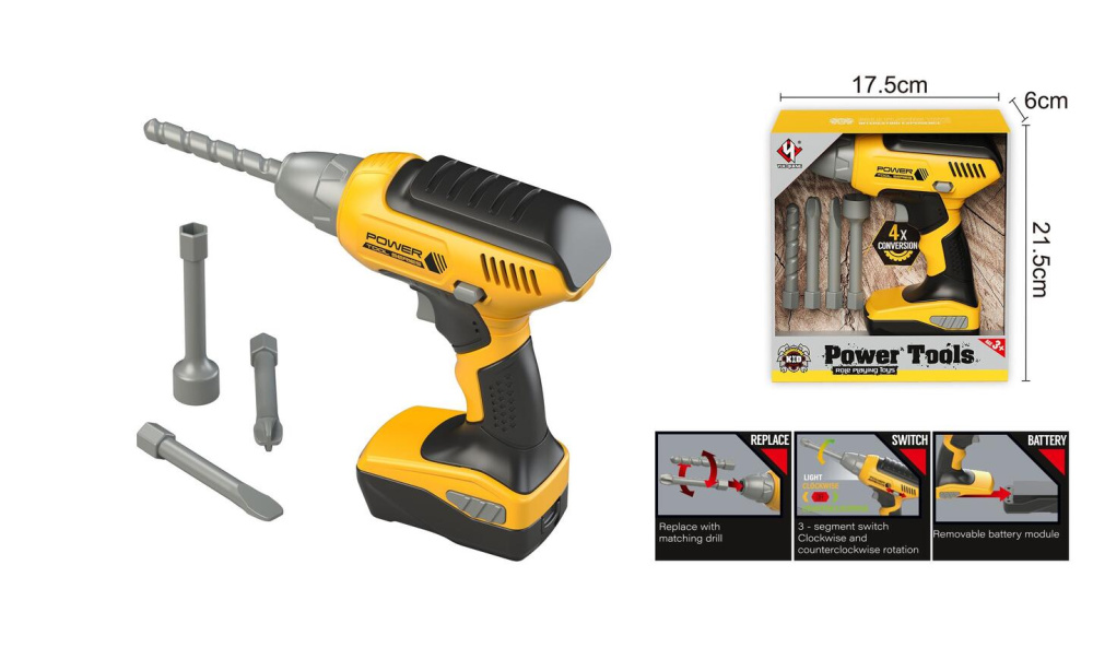 Lekedrill - Leke Skrumaskin - Batteridrevet Leke fra Power Tools ...